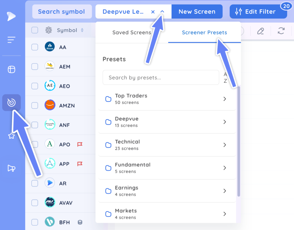 Use Screener Presets Of Top Traders | Deepvue
