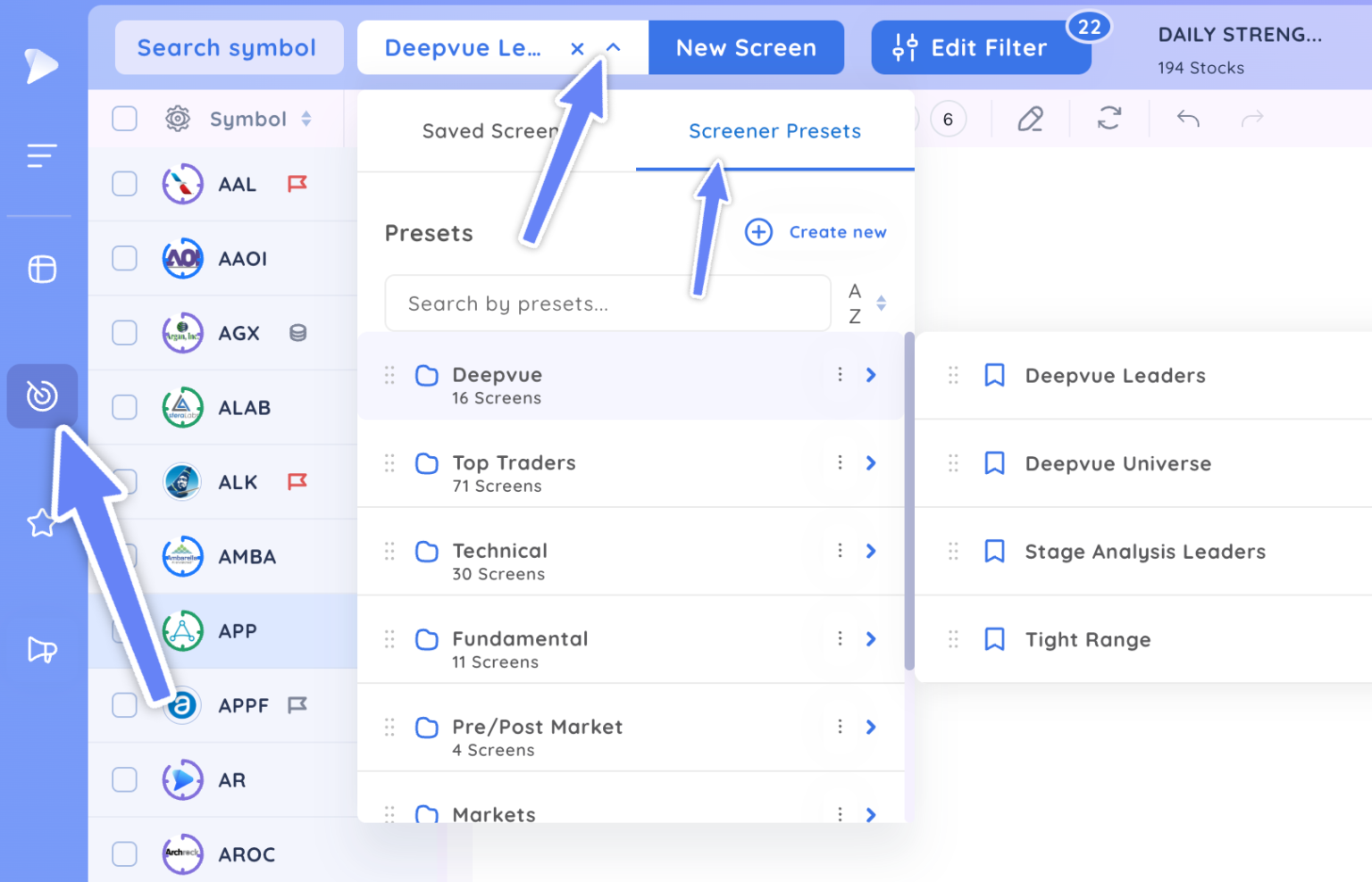 Screener Presets: Find Stocks Like Top Traders | Deepvue