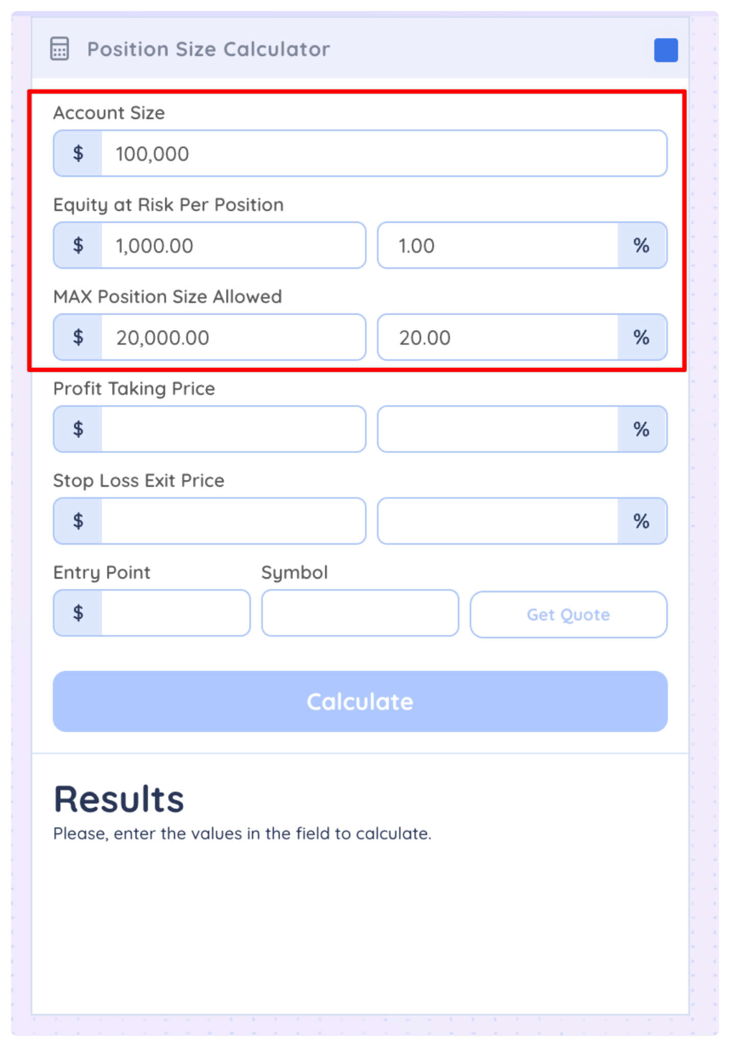 Position Sizing Calculator App | Deepvue