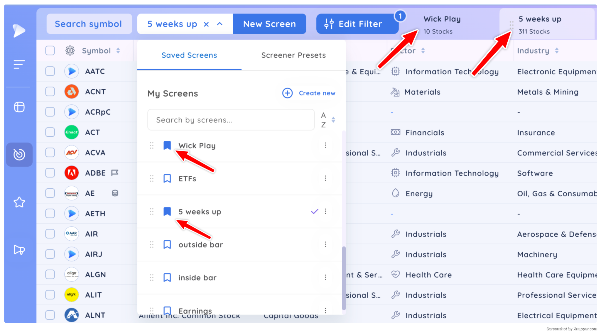 Bookmarking Screeners | Deepvue