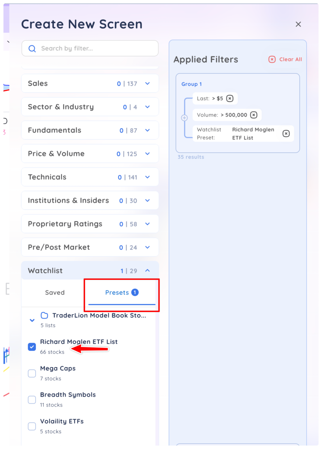 Screen Watchlists | Deepvue
