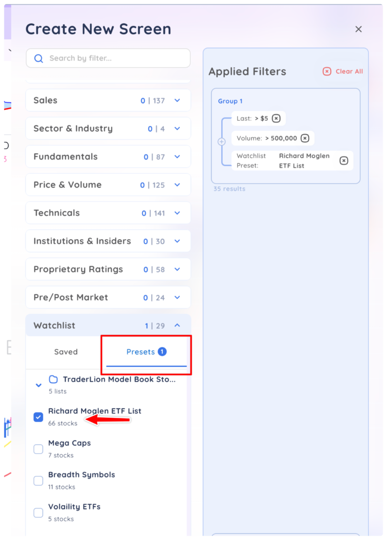 Screen Watchlists | Deepvue