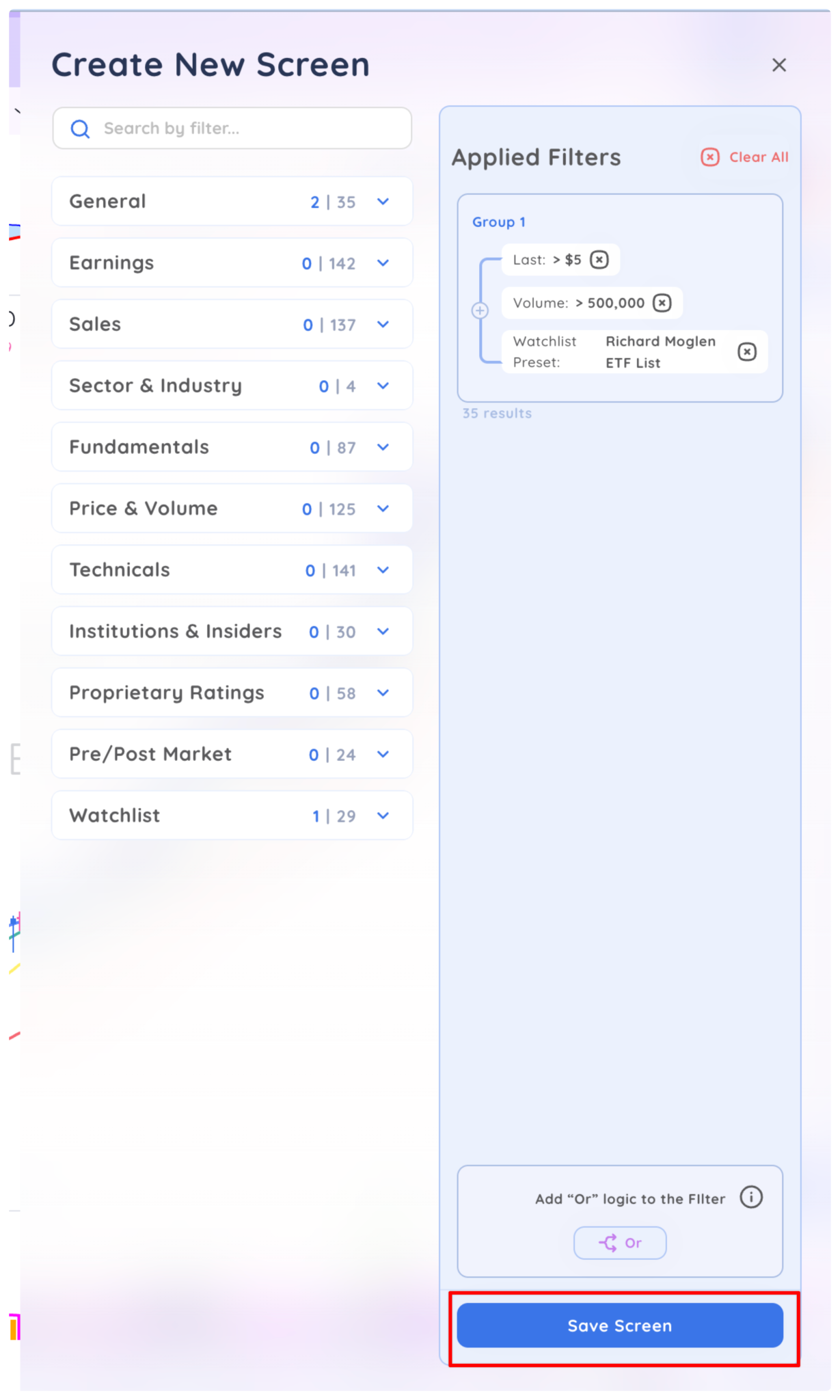 Screen Watchlists | Deepvue